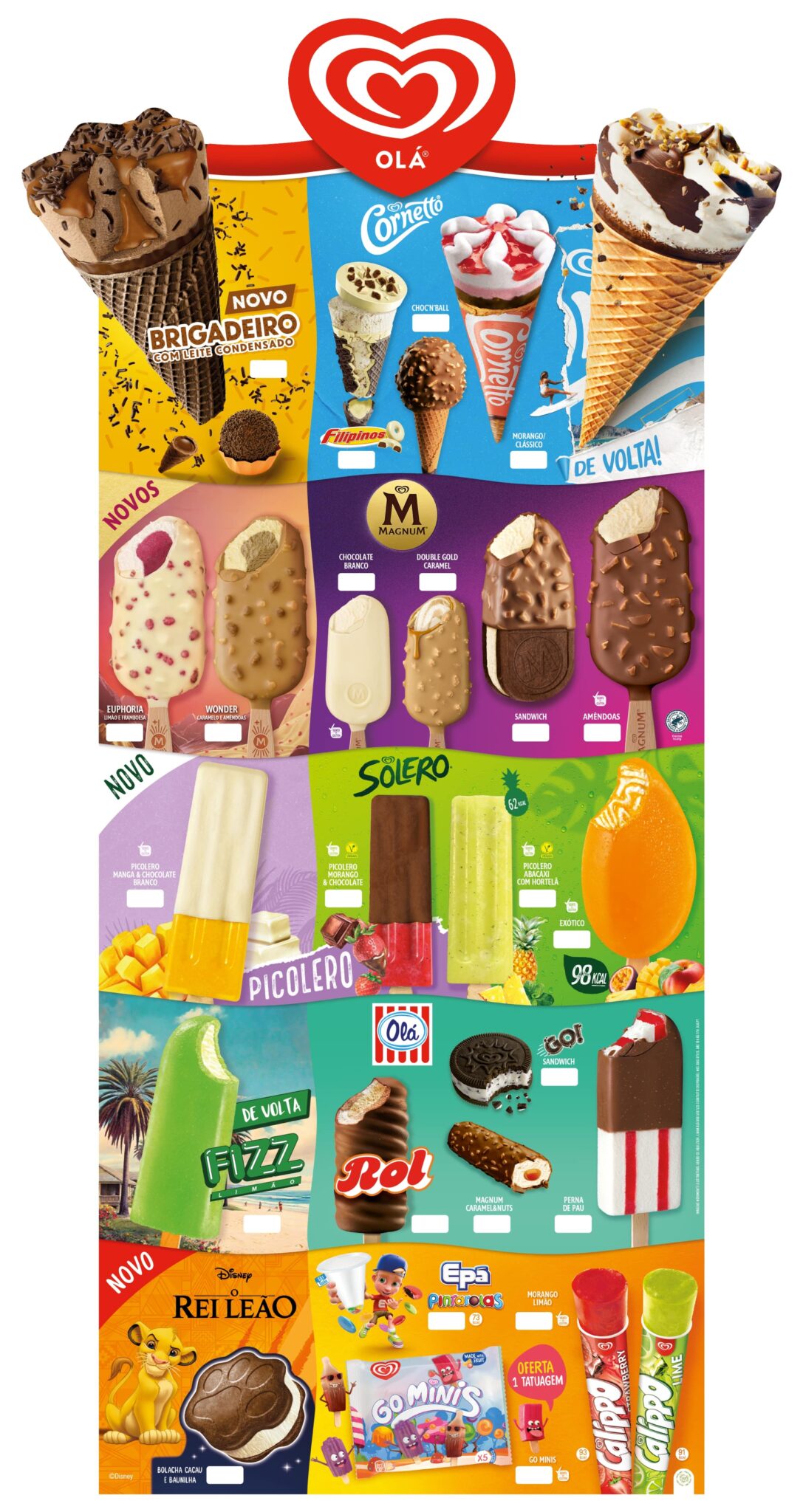Aqui está o cartaz de gelados da Olá para 2024